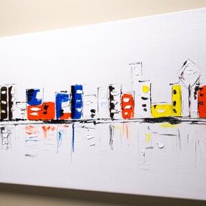 Original Colorful Chicago Abstract Art, Urban Modern Painting,textured ...