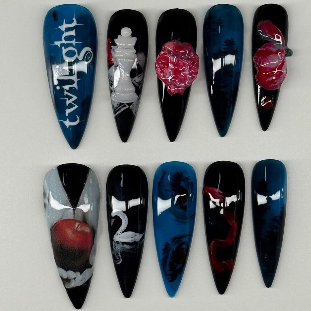 Twilight Inspired Nails – Dark Romance Gothic Set - Etsy