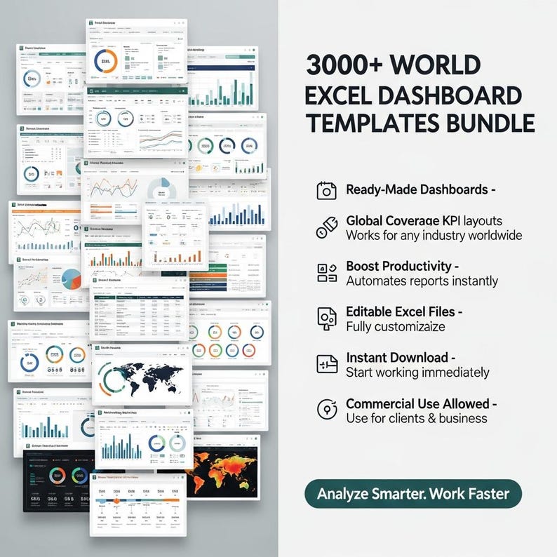 3000+ Excel Dashboard Templates | KPI Reports, Data Visualization ...