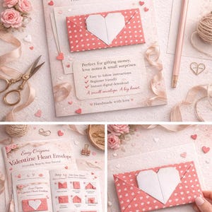 Heart Envelope Template | DIY Paper Craft Valentine (PDF Pattern) - Etsy
