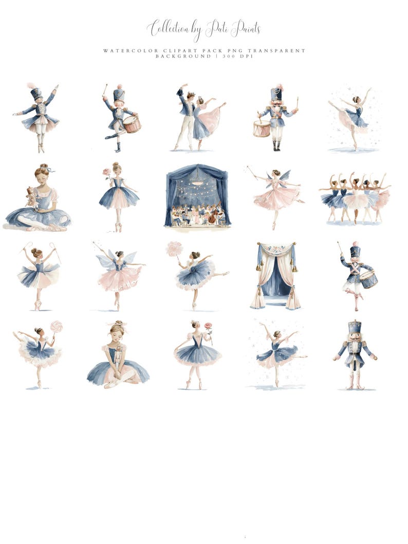 Winter Ballet Theatre Clipart, Watercolor Ballerina & Nutcracker PNG ...