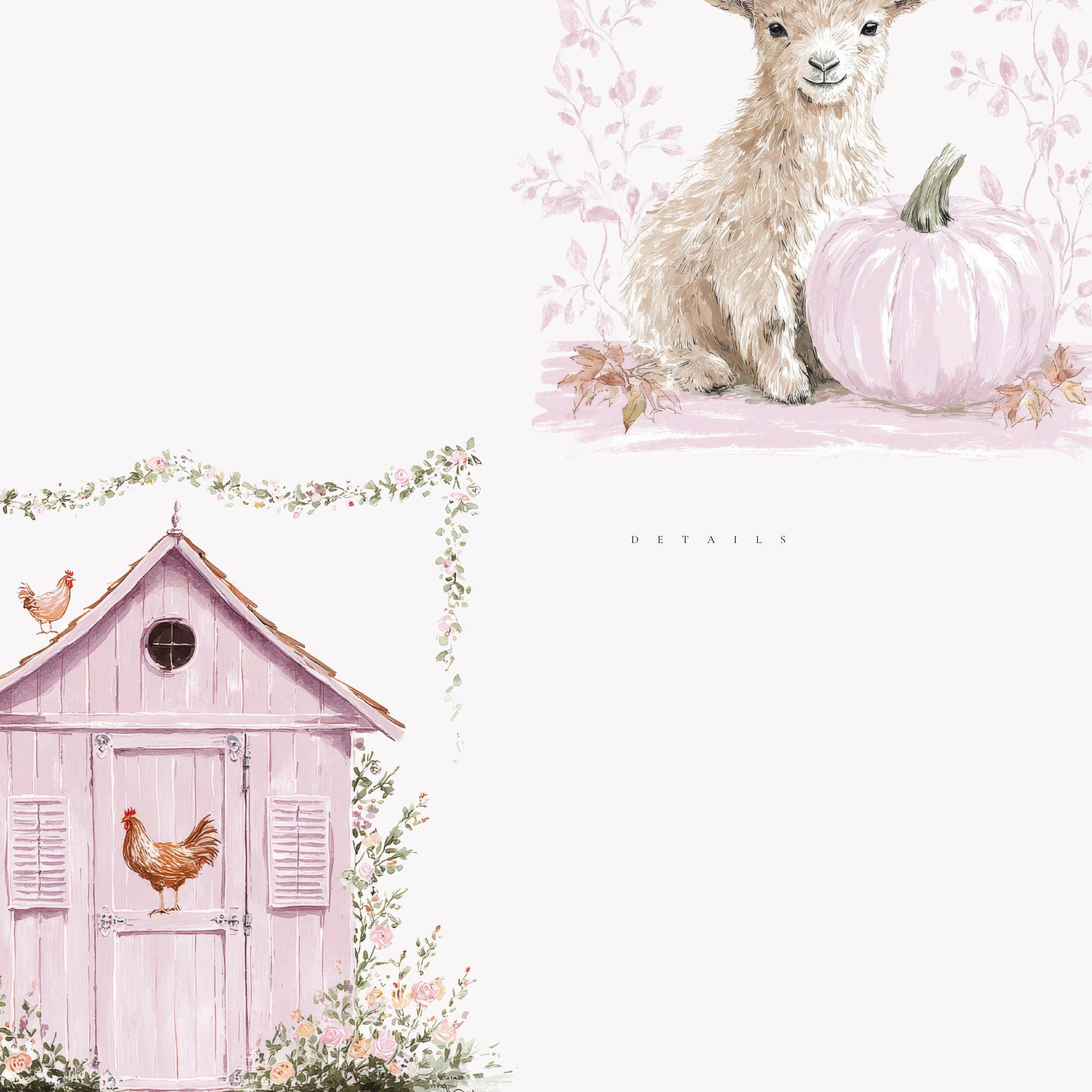 Watercolor Pastel Farmyard Animals Clipart Set 65 PNG Elements With ...
