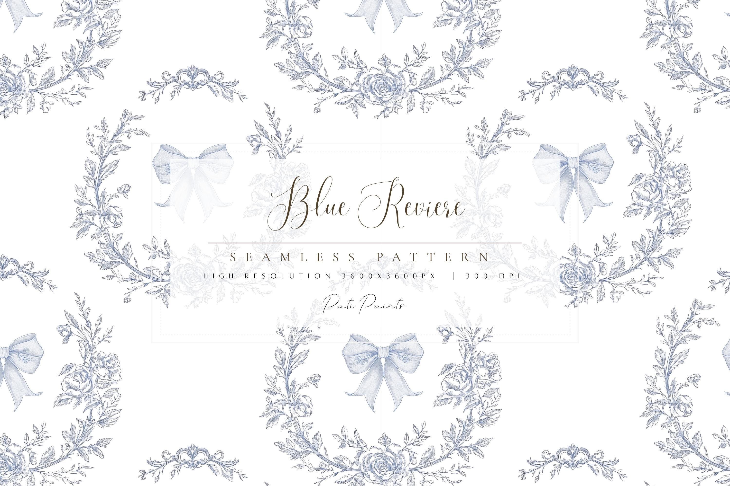 Baroque Line Art Clipart Set Blue Reveire – Rococo Frame, Vintage ...