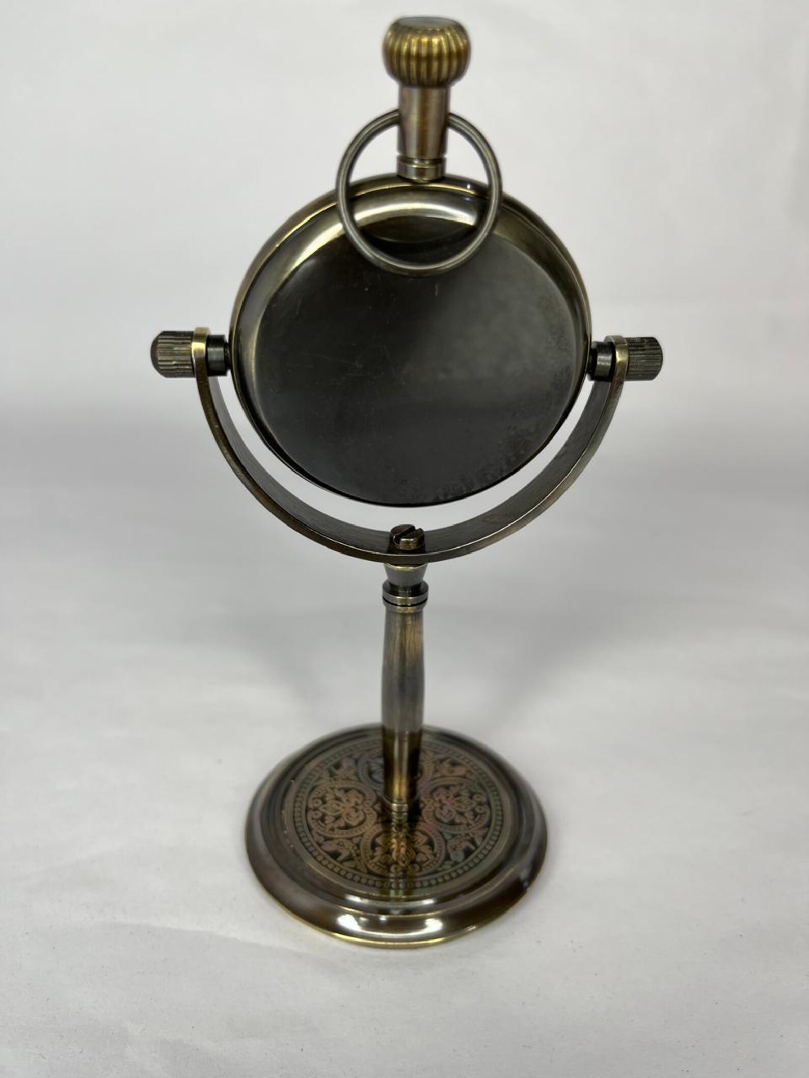 Vintage Nautical Desk Clock - Brass Gimbal Swivel Stand - "superior ...
