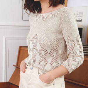 Lace Diamond Pullover Knitting Pattern PDF, Lightweight Summer Sweater ...