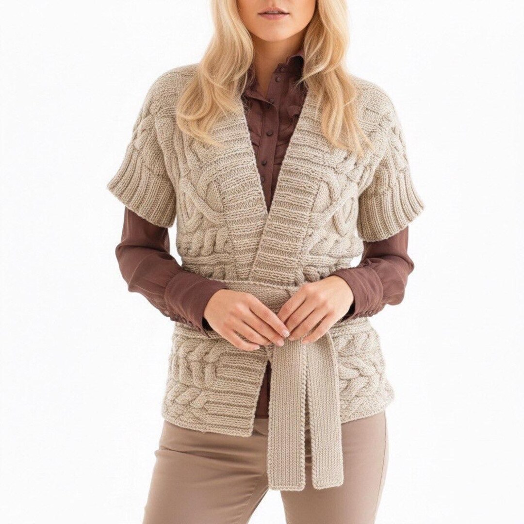 Cable Knit Vest Pattern – Women's Honeycomb & Braided Design (PDF ...