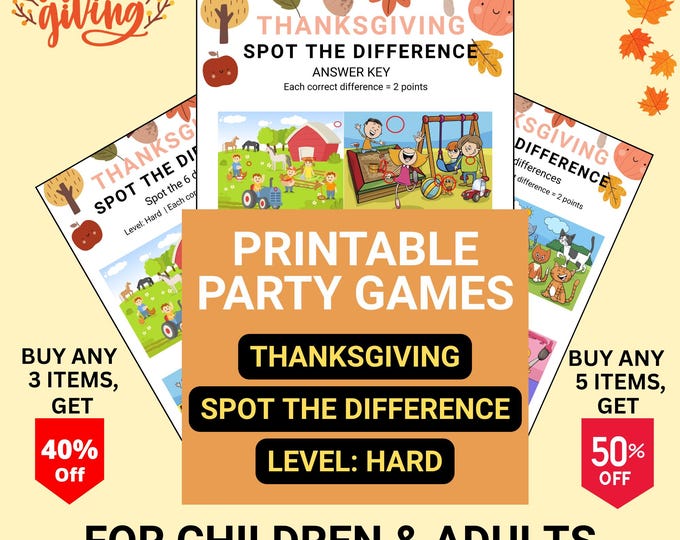 Thanksgiving Spot the Difference Puzzle PDF - Etsy Canada