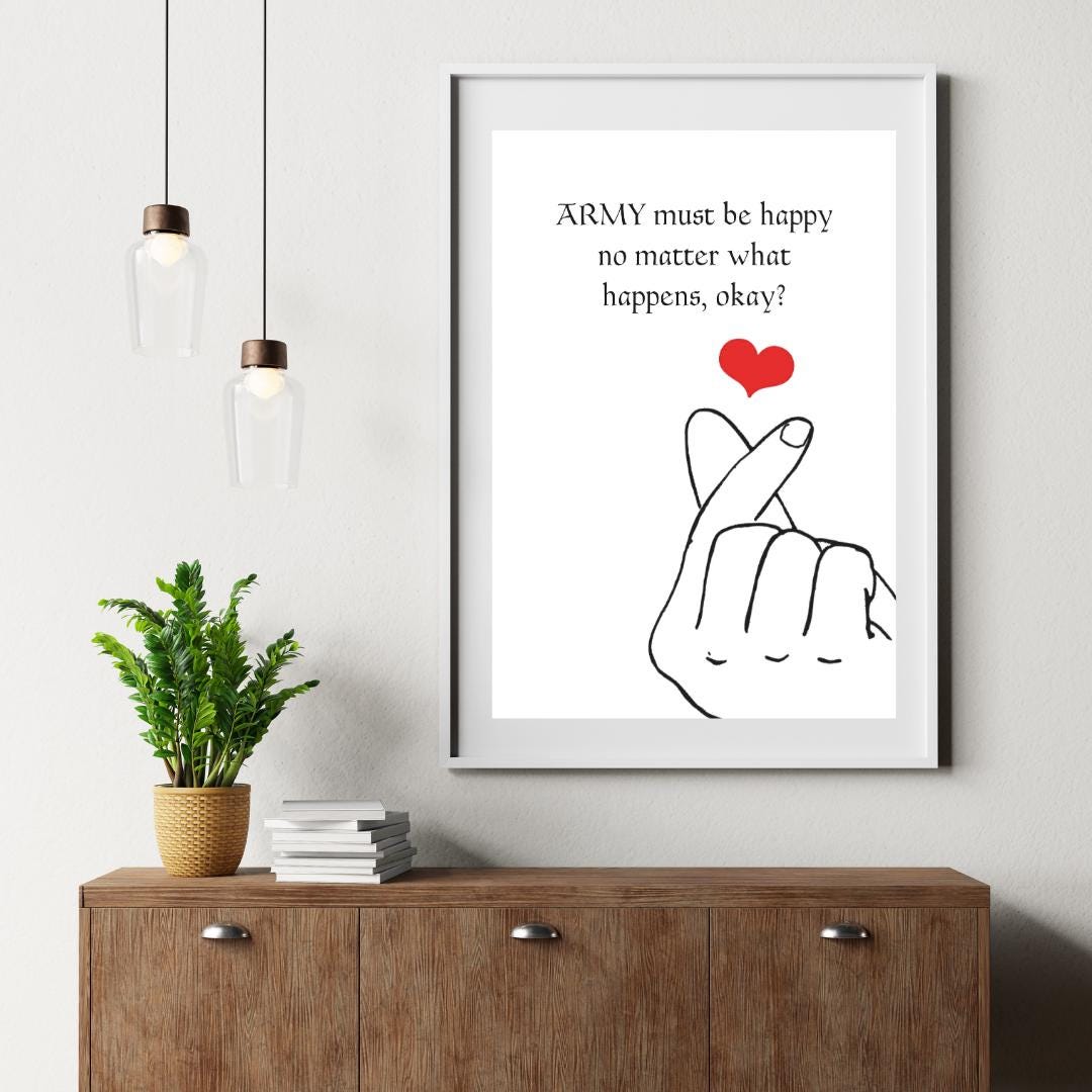 ARMY Finger Heart Wall Art | Digital Download | A2 A3 A4 Sizes | Kpop ...