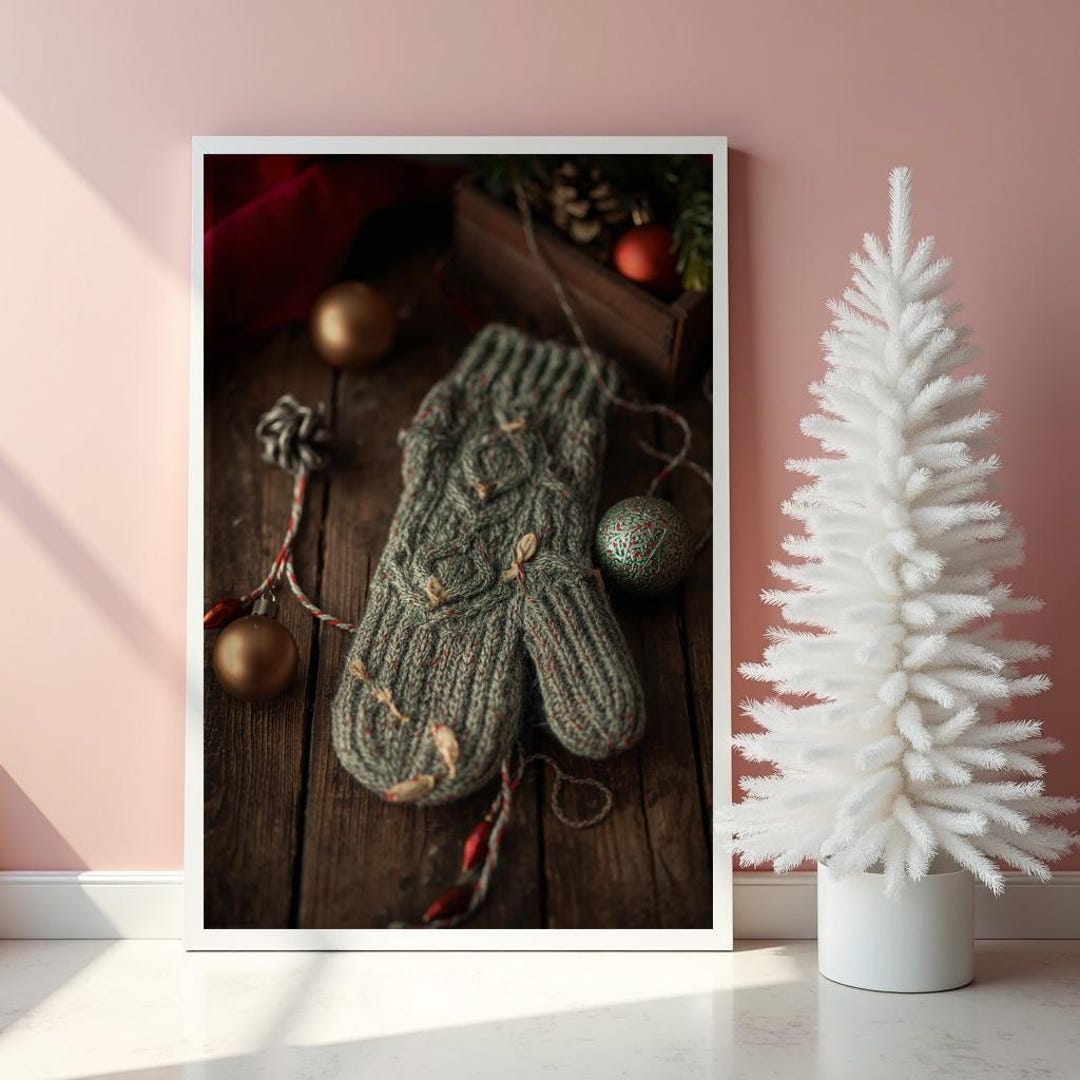 Cozy Winter Mittens Wall Art Printable Rustic Christmas Decor Cabin ...