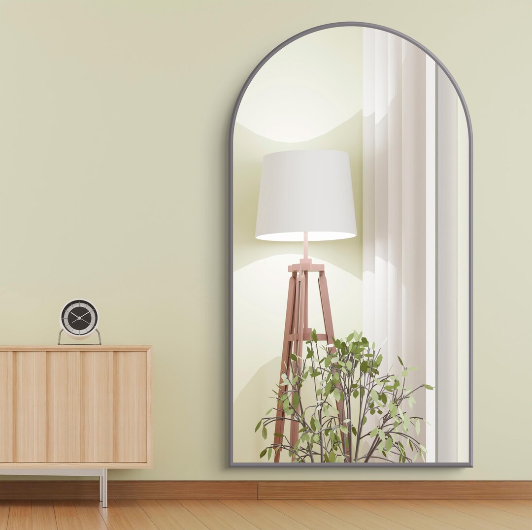 Rched Wall Mirror – Gray Metal Frame, Floor or Wall-mounted - Etsy