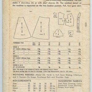1950's Butterick 5676 Misses' Button-front One-piece Dress Short Sleeve ...