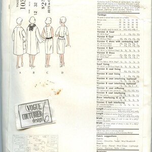 1960s Vintage Sewing Pattern Vogue Couturier 1032 One Piece Dress Coat ...