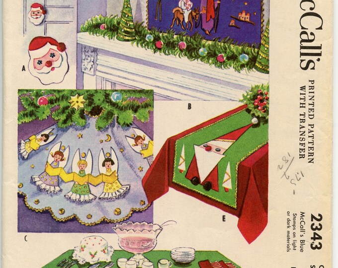 1950s Christmas Craft Pattern Mccall's 2343 Felt Santa Doorknob Cover ...