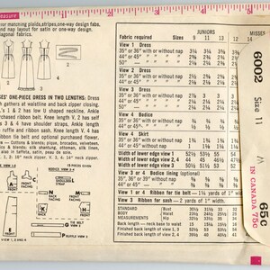 1960s Vintage Sewing Pattern Simplicity 6002 Junior Day or Evening ...