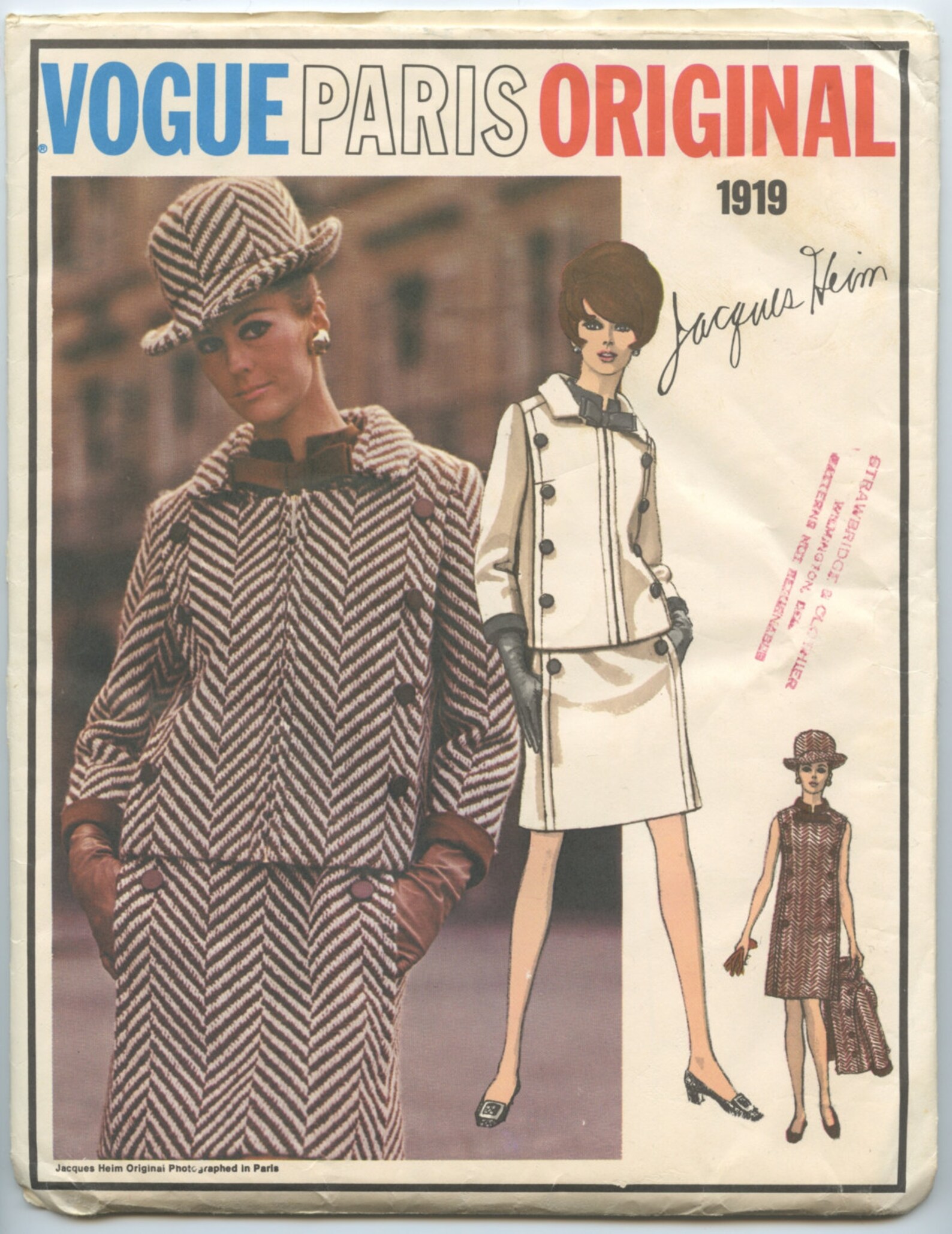 1960s Vogue Paris Original 1919 JACQUES HEIM Misses Mod Slim Dress and ...