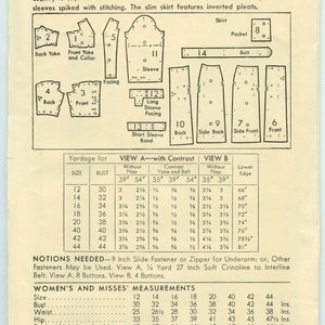 1940's Dress Pattern Butterick 2371 Misses Shirt Dress - Etsy
