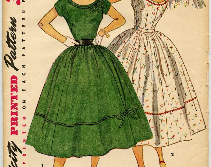 1950s Dress Pattern Simplicity 4637 Misses One-piece Rockabilly Dart ...