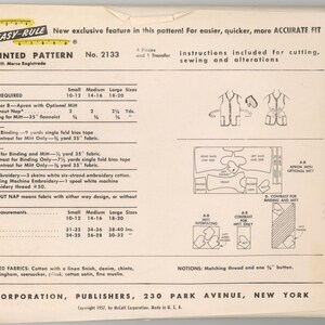 1950's Mccall's 2133 Misses Cobbler Apron With Mitt Rooster Embroidery ...