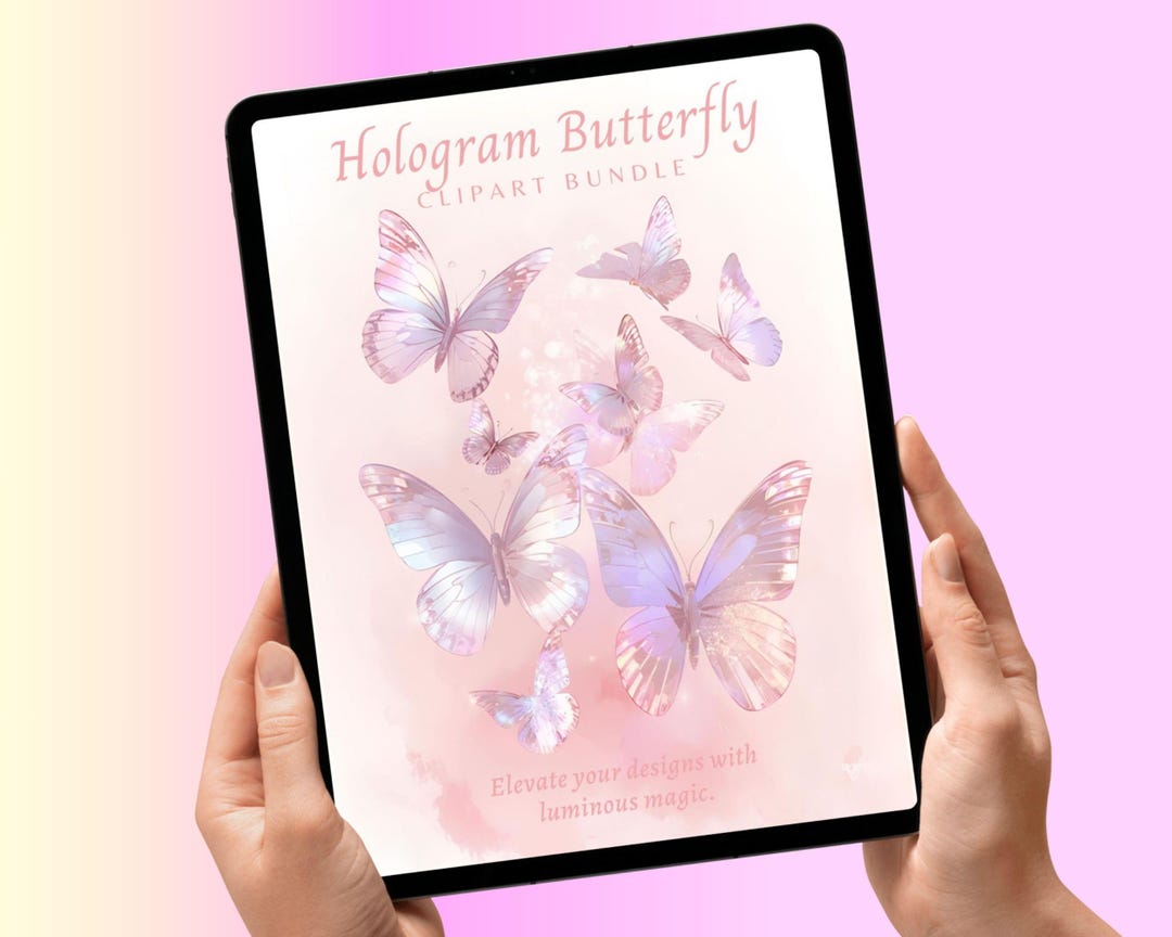 Hologram Butterfly | Digital Planner Cover | Notebook Design ...