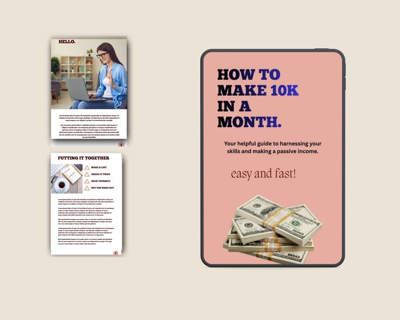 Passive Income Book Cover Template | Minimalist Brown Canva Ebook ...