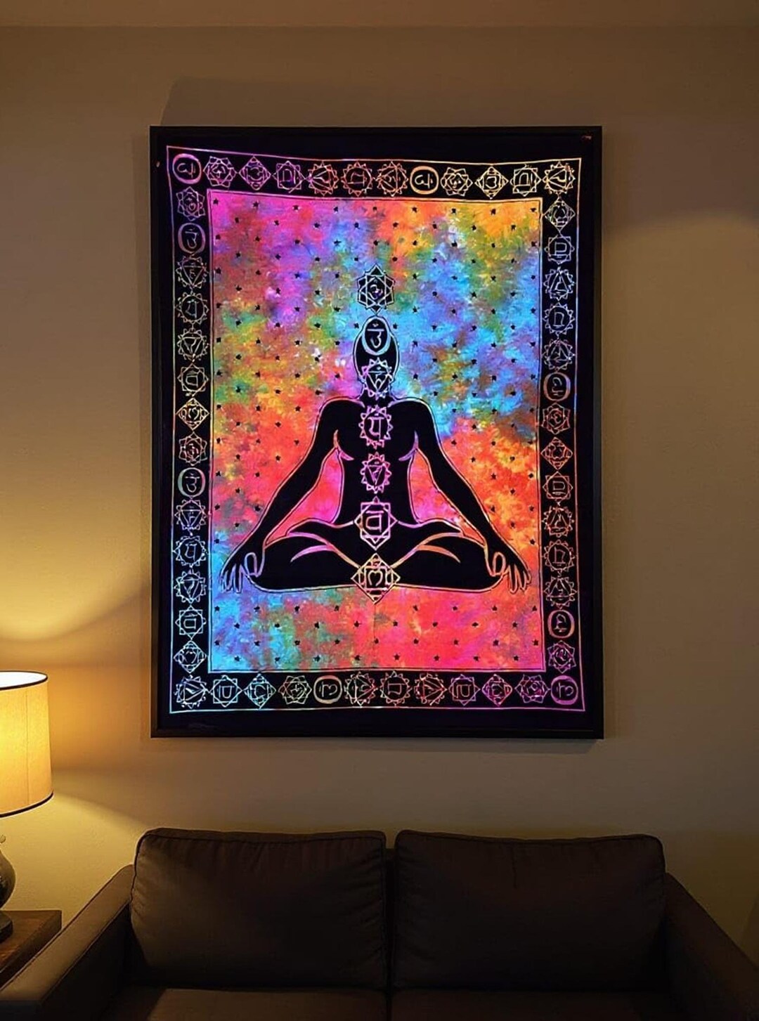 Psychedelic 7 Chakras Cotton Wall Hanging, Meditating Yoga Decor - Etsy