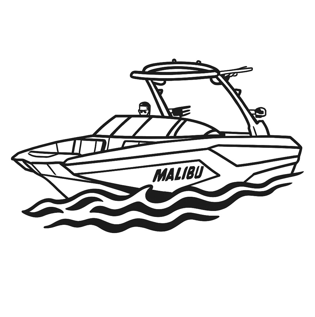 Malibu Boat Line Drawing: Digital Art PNG (digital Download) - Etsy