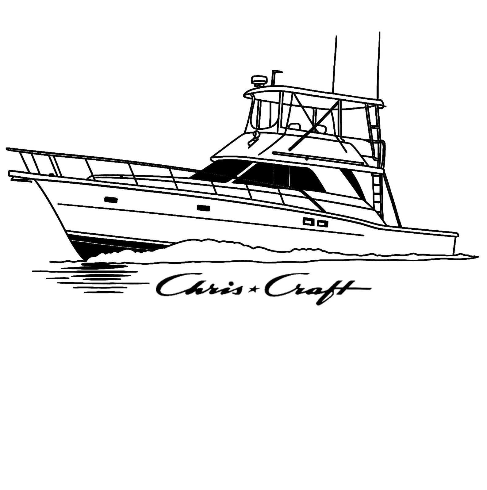 Chris Craft Boat Line Drawing: Digital Art PNG (digital Download) - Etsy