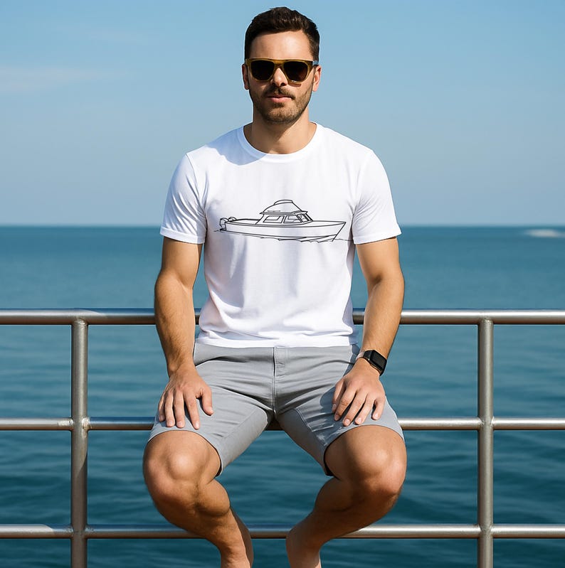 Bertram 31 Outboards Custom Line Drawing Boat T-shirt - Etsy