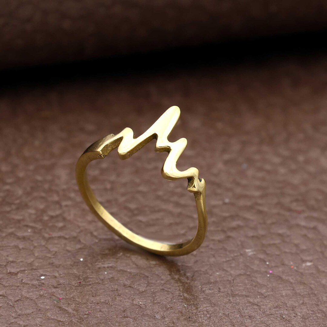 Handmade Heartbeat Ring, ECG Pulse Line, Minimalist Gold Band - Etsy