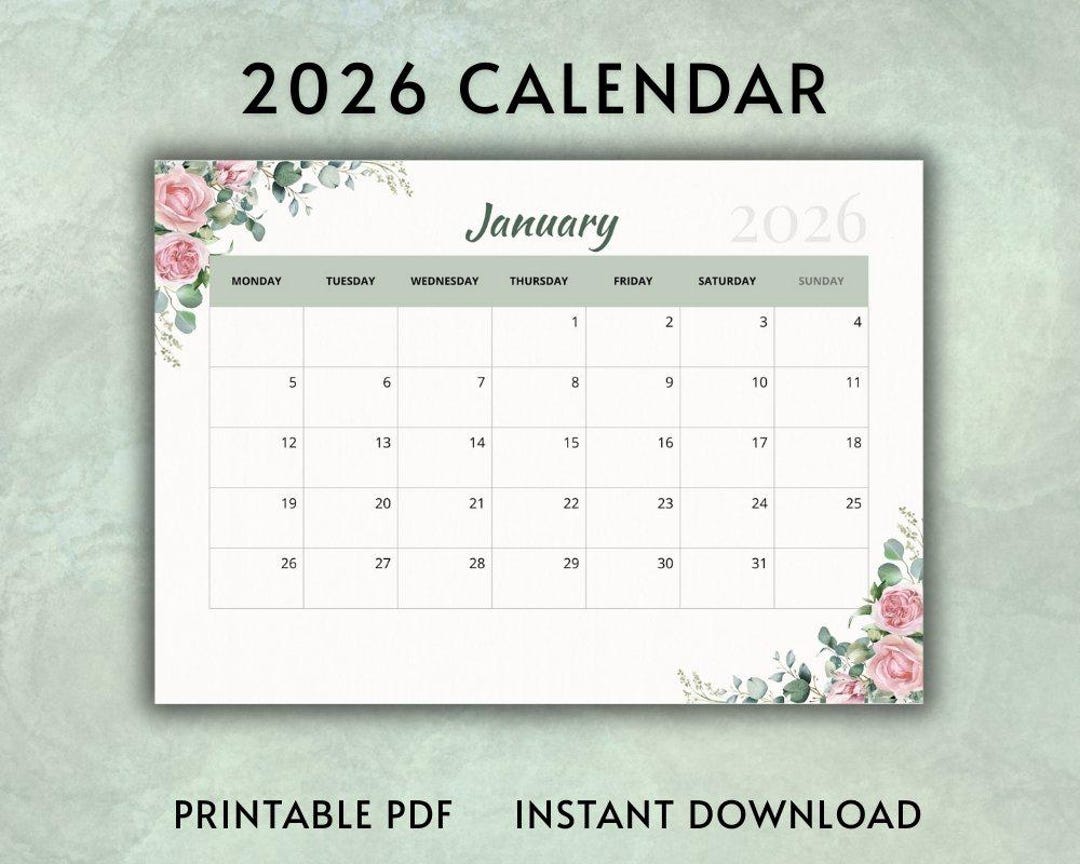 2026 Minimalist Calendar Printable, A4 Letter Size (digital Download ...