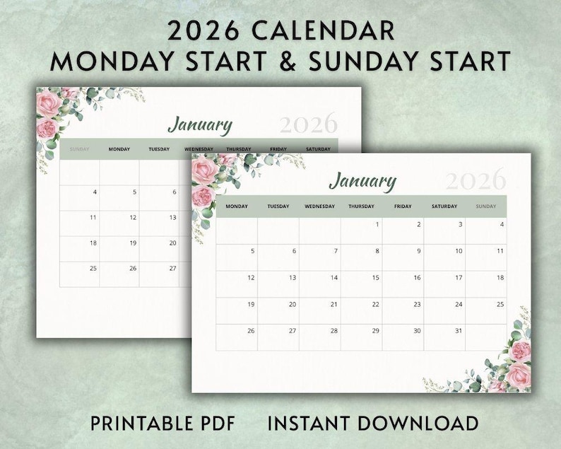 2026 Minimalist Calendar Printable, A4 Letter Size (digital Download ...