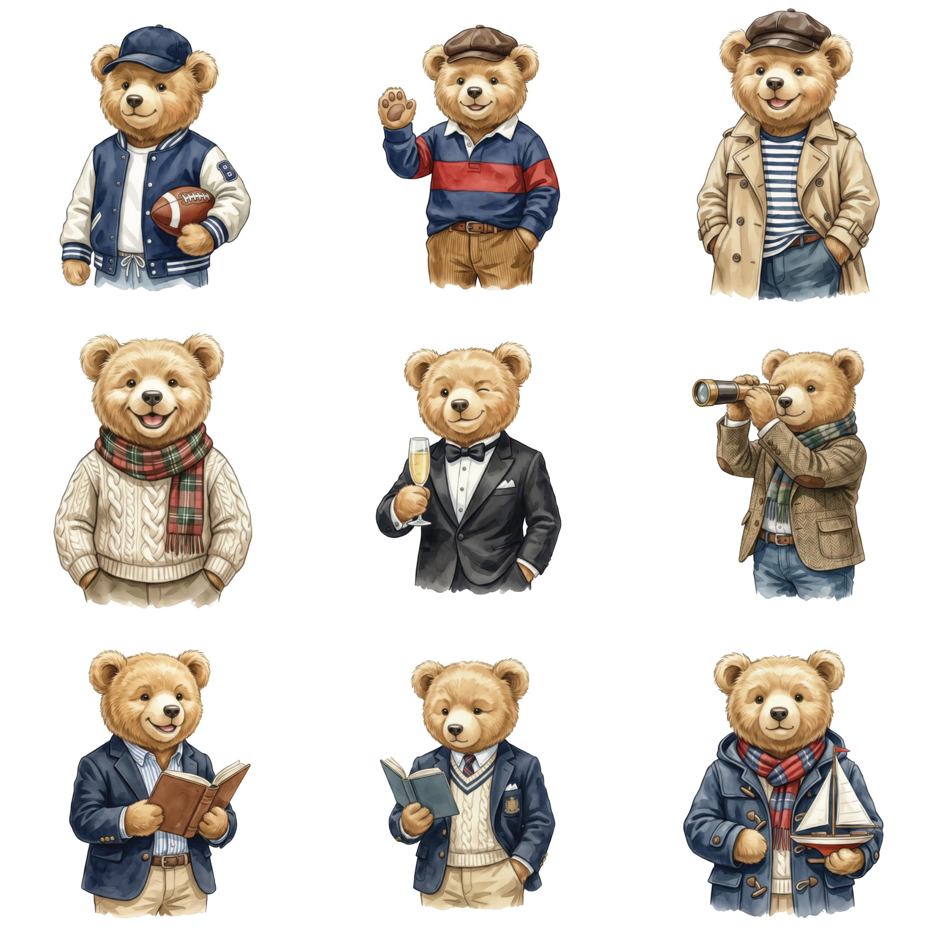 Classic Gentleman Bear Portraits, Preppy Bears, Stylish Bears, Fashion ...