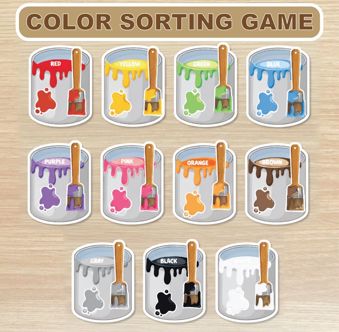 Color Sorting Game Printable | Paint Can Toddler Learning (digital ...
