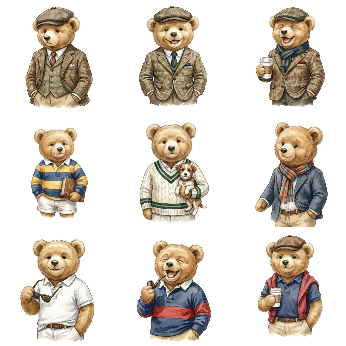 Classic Gentleman Bear Portraits, Preppy Bears, Stylish Bears, Fashion ...