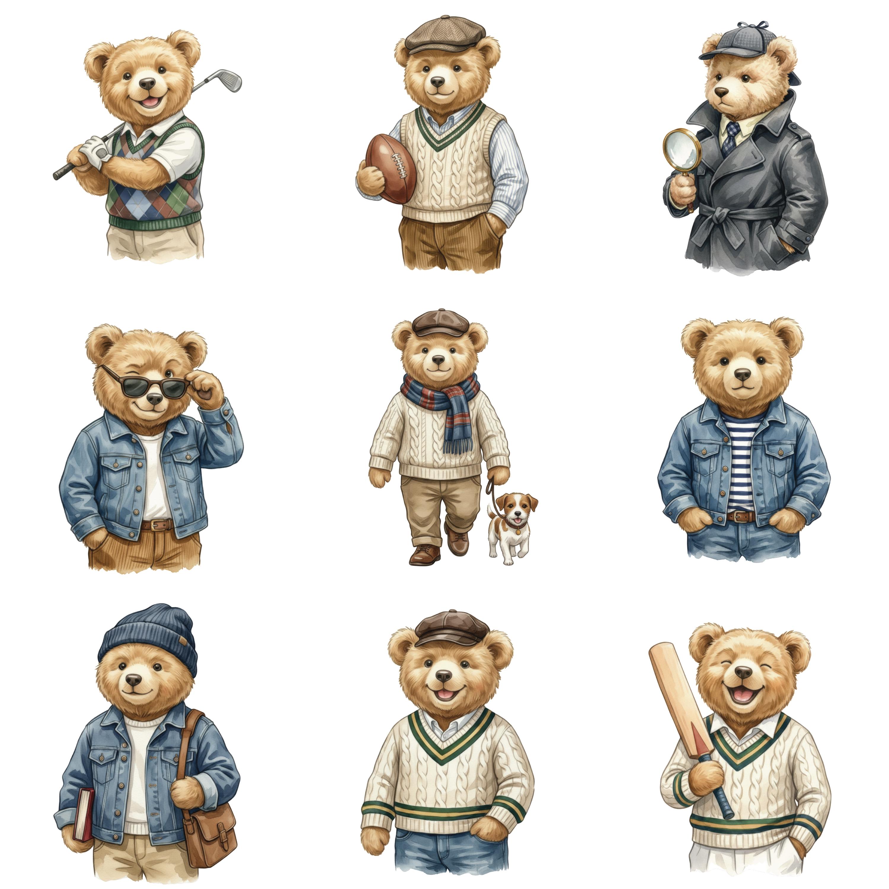 Classic Gentleman Bear Portraits, Preppy Bears, Stylish Bears, Fashion ...
