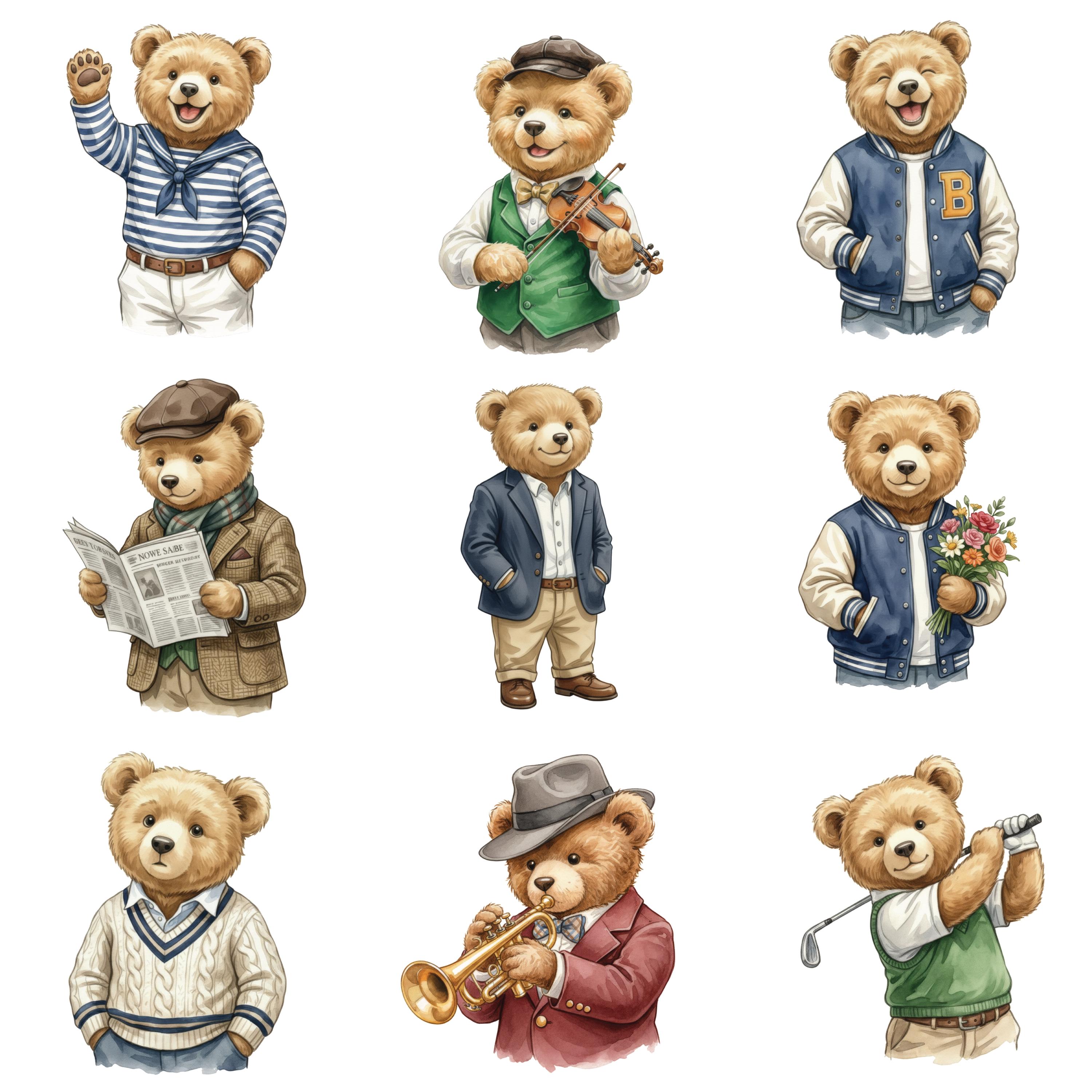 Classic Gentleman Bear Portraits, Preppy Bears, Stylish Bears, Fashion ...