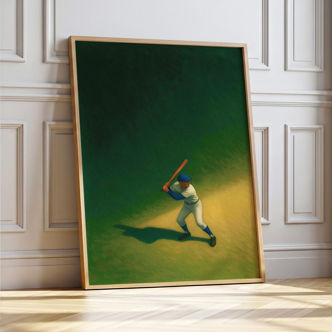 Minimalist Baseball Art Print: Vintage Batter, Sports Fan Gift (digital ...