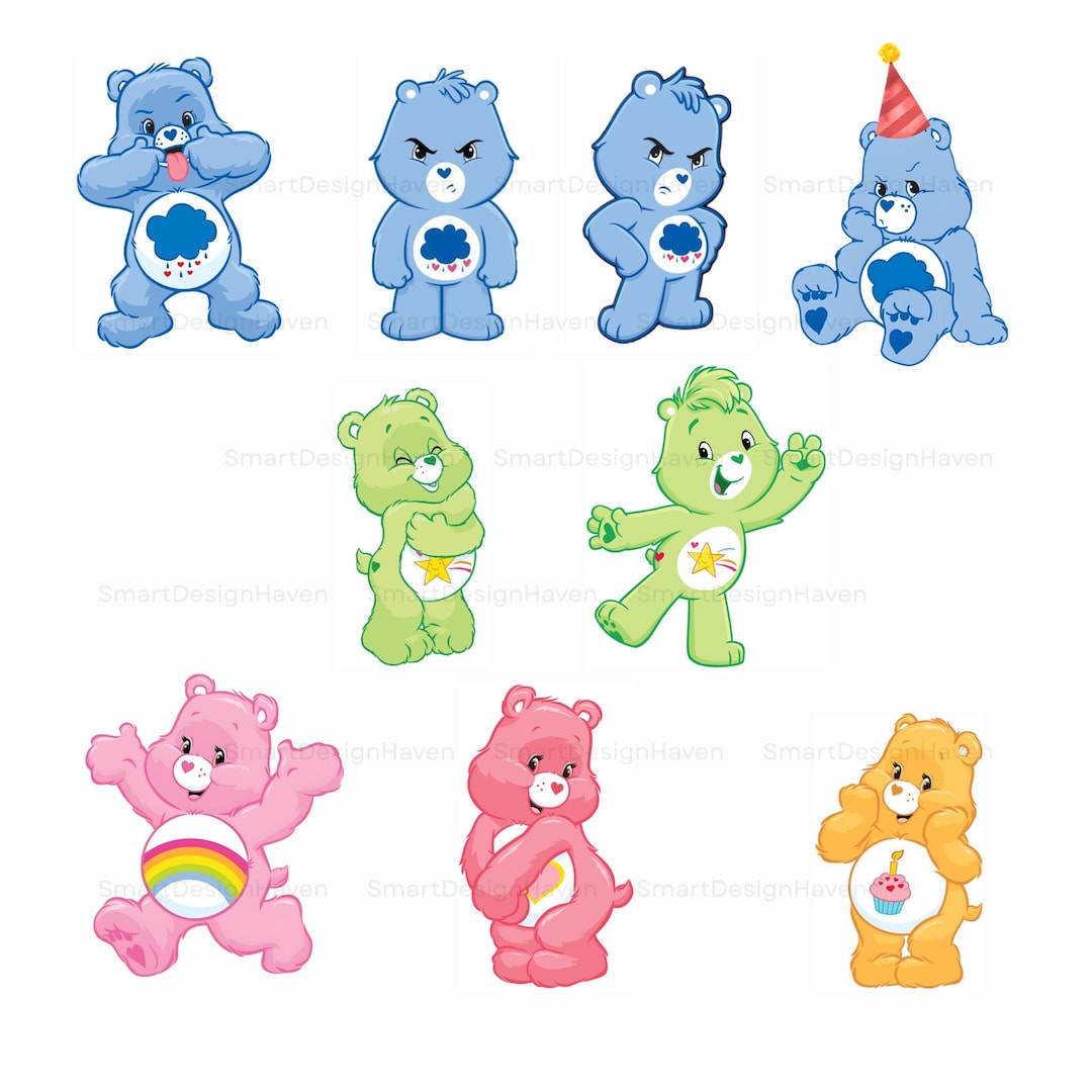 Care Bear SVG Bundle, Care Bears PNG, Cute Cartoon Characters, Belly ...