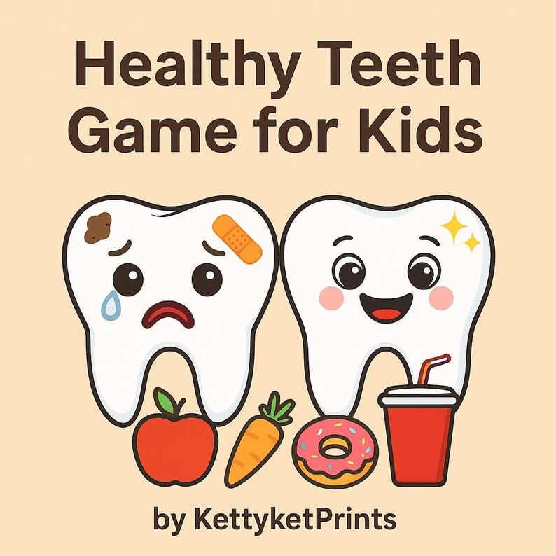 Healthy Teeth Game for Kids – Printable Sorting Activity | Dental ...