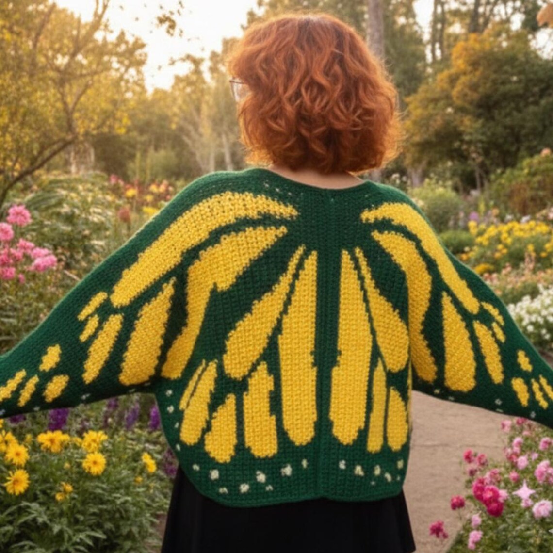 Monarch Butterfly Cardigan Crochet Pattern PDF | Oversized Wing Sweater ...