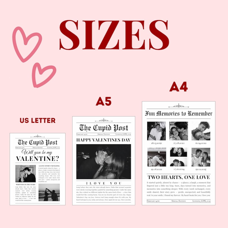 Valentine's Day Newspaper Template | Cupid Post, Personalized Gift ...