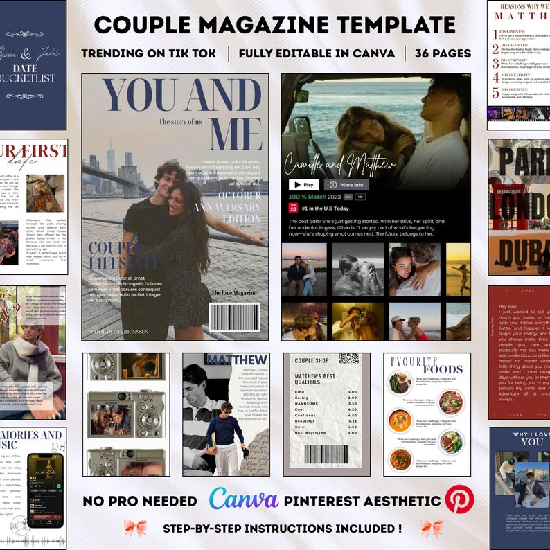 Valentines Couple Magazine Template - Etsy