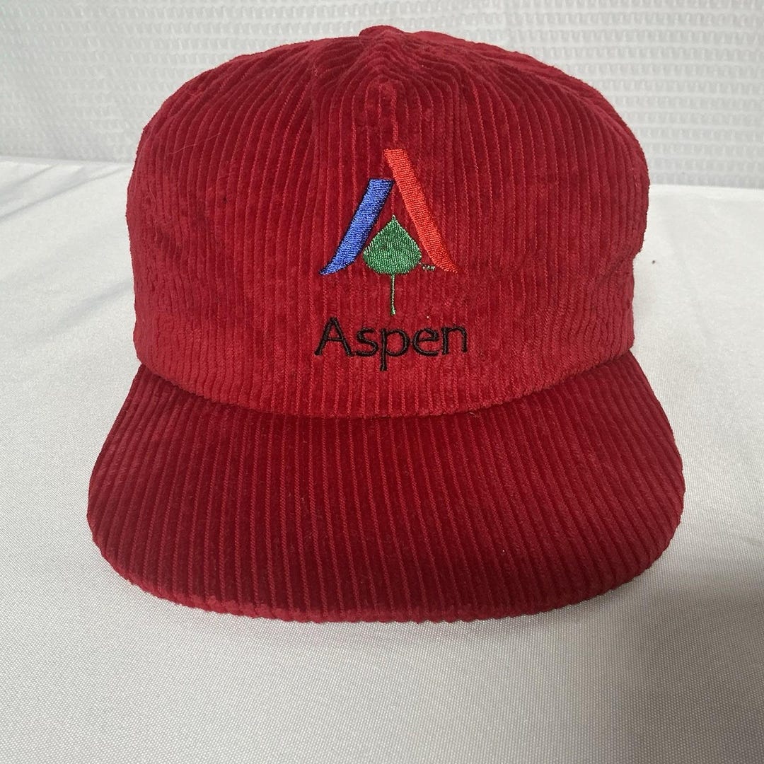 Vintage Corduroy Aspen Hat Red Adjustable Leather Strapback Made in USA ...