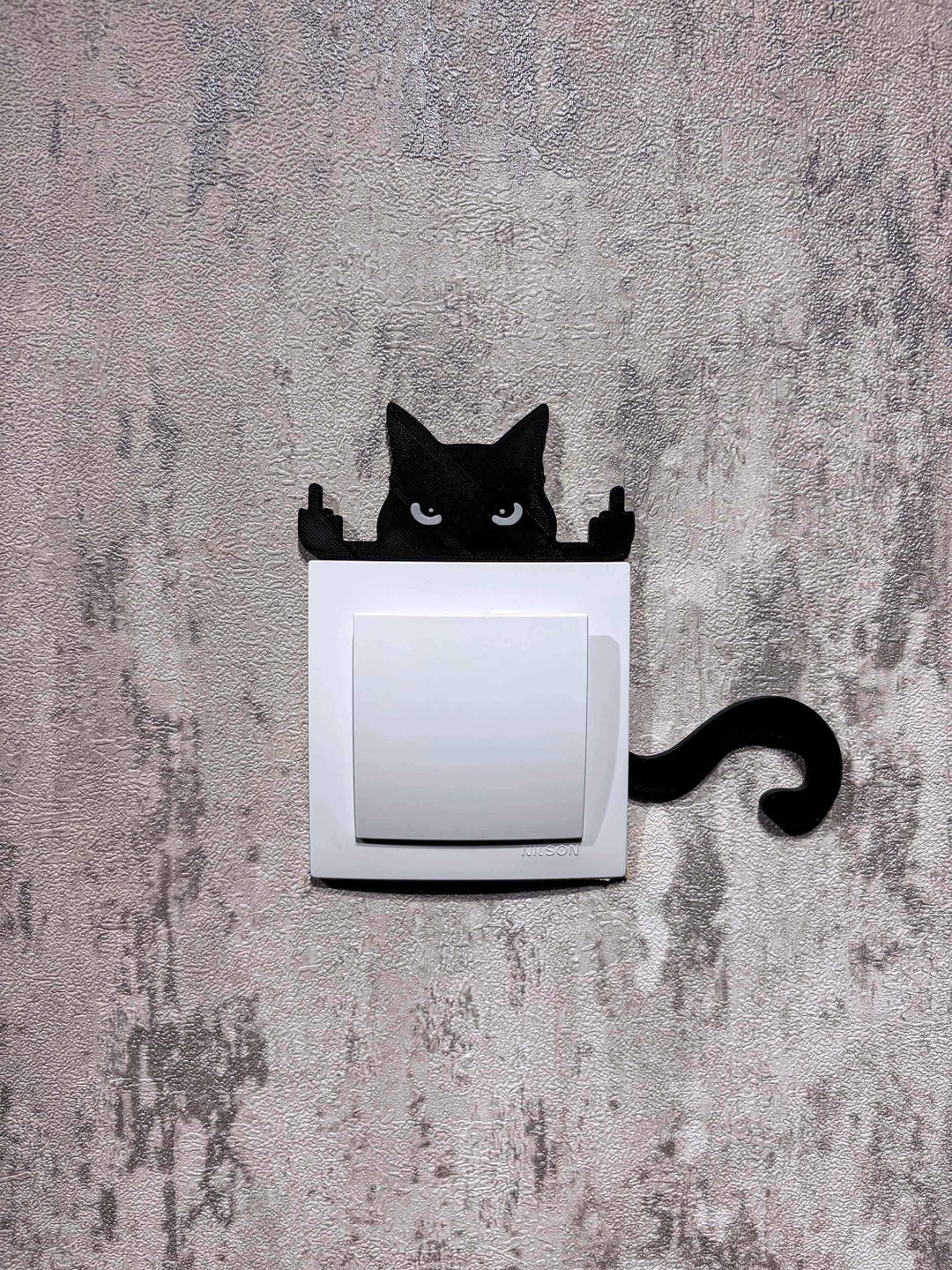 Funny Cat Light Switch Sticker – Black Cat Wall Decor – Cute Home ...