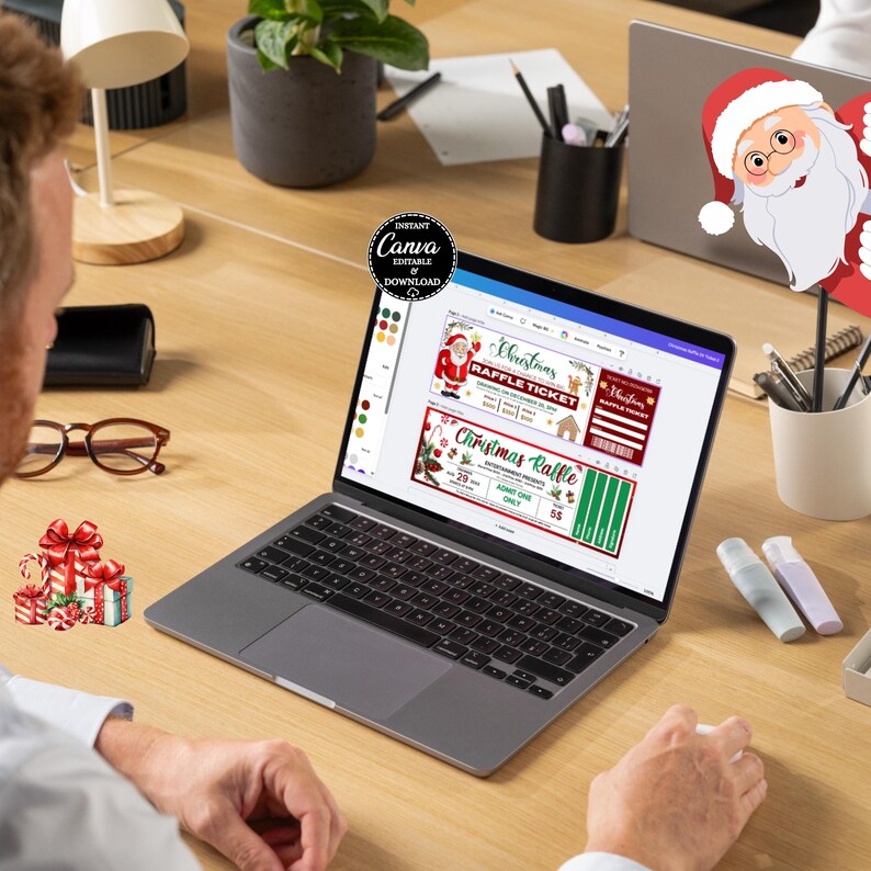 Editable Christmas Raffle Ticket Template | Holiday Raffle Tickets ...