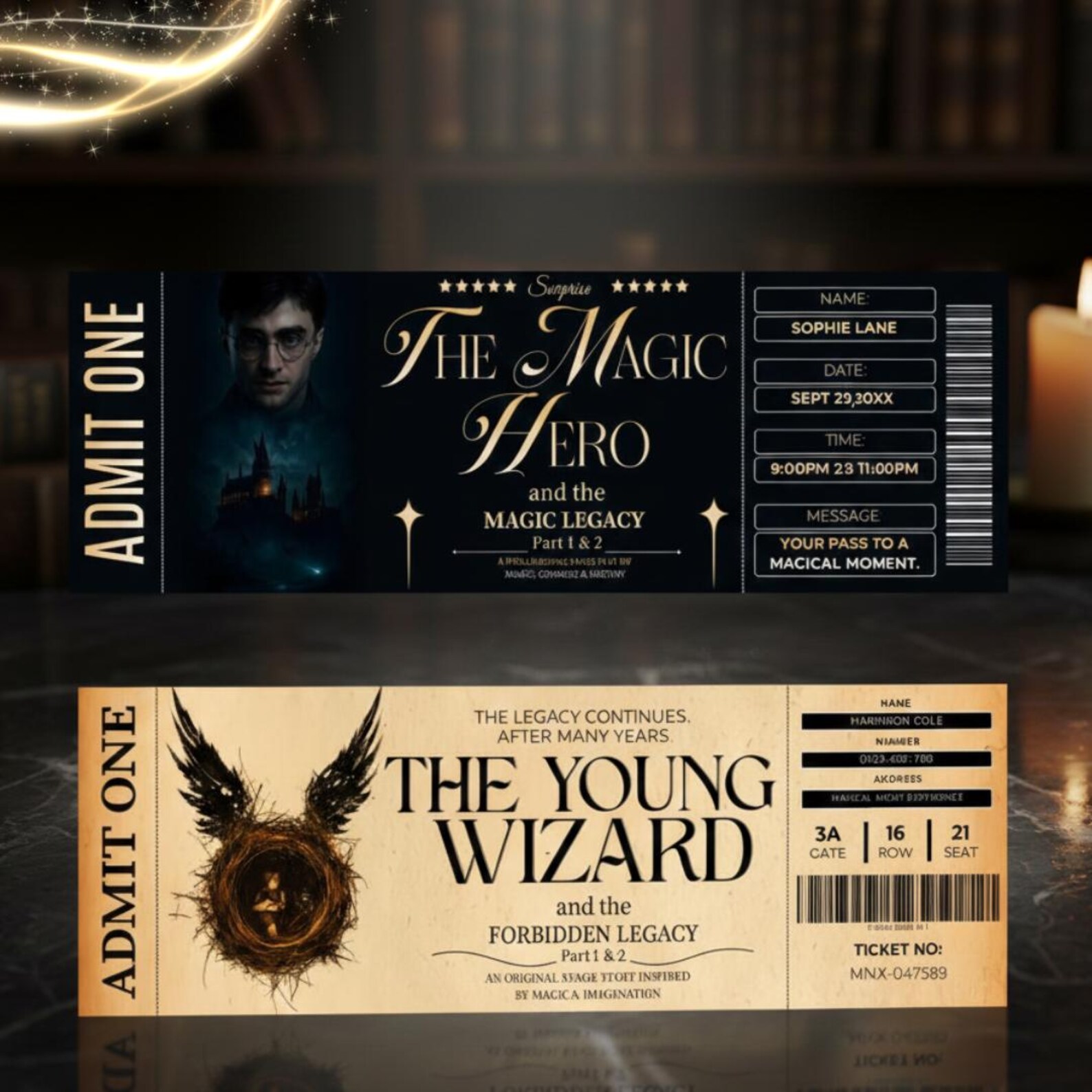 Magic Event Ticket Canva Template, Editable Wizard Fantasy Ticket ...
