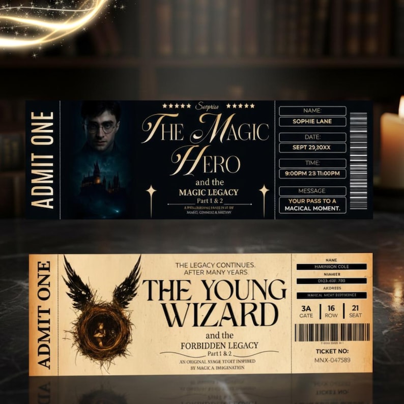 Magic Event Ticket Canva Template, Editable Wizard Fantasy Ticket ...