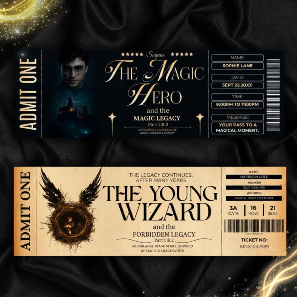 Magic Event Ticket Canva Template, Editable Wizard Fantasy Ticket ...