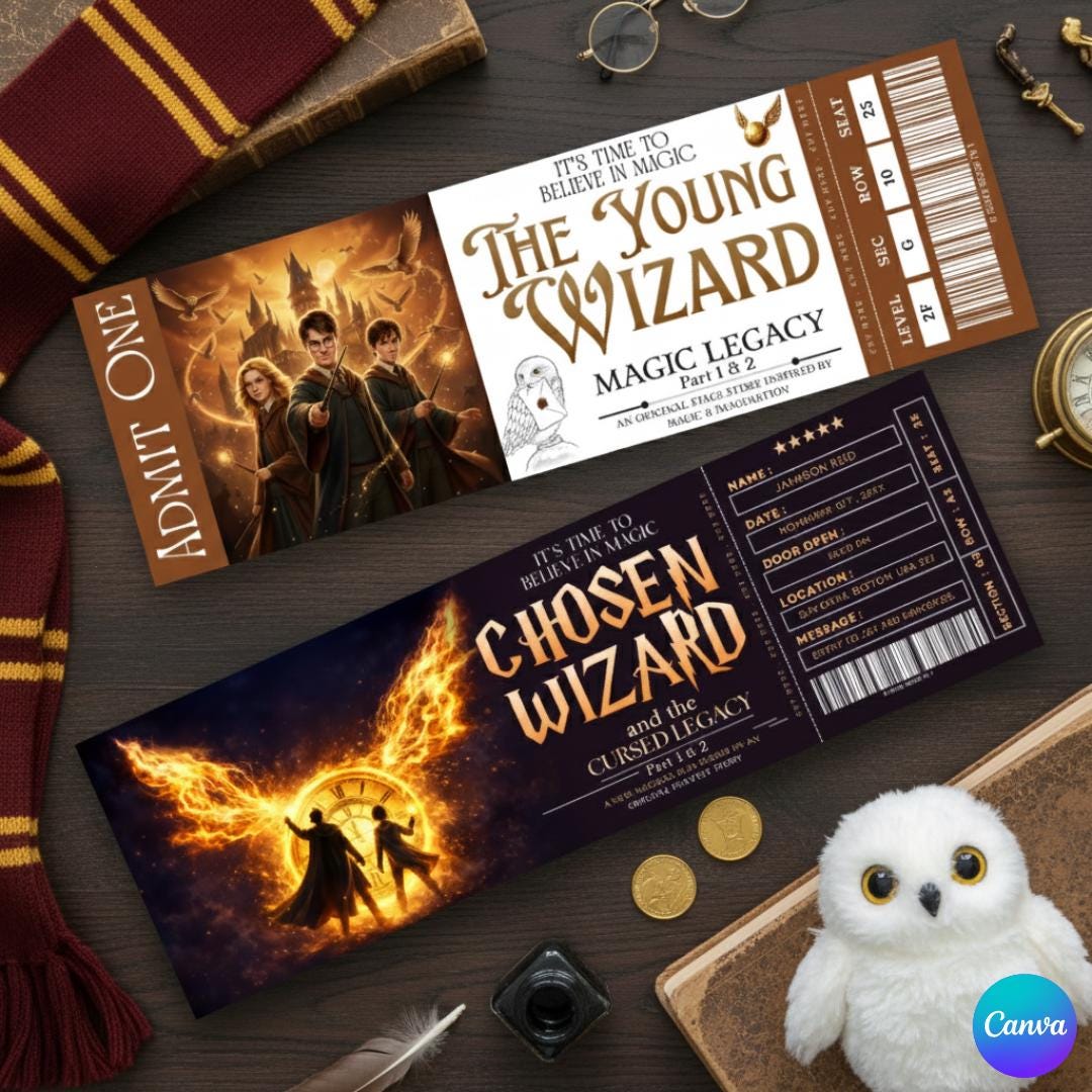 Dark Wizard Fantasy Ticket Invitation, Editable Magic Stage Event Pass ...