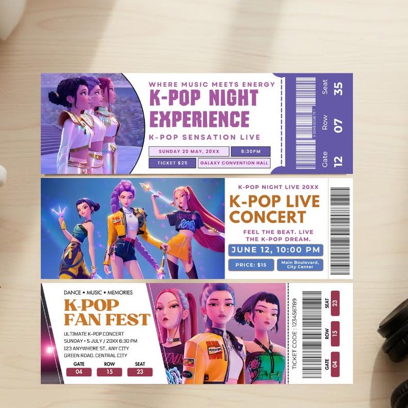 Editable K Pop Demon Hunter Birthday Invitation Ticket, Concert Style ...